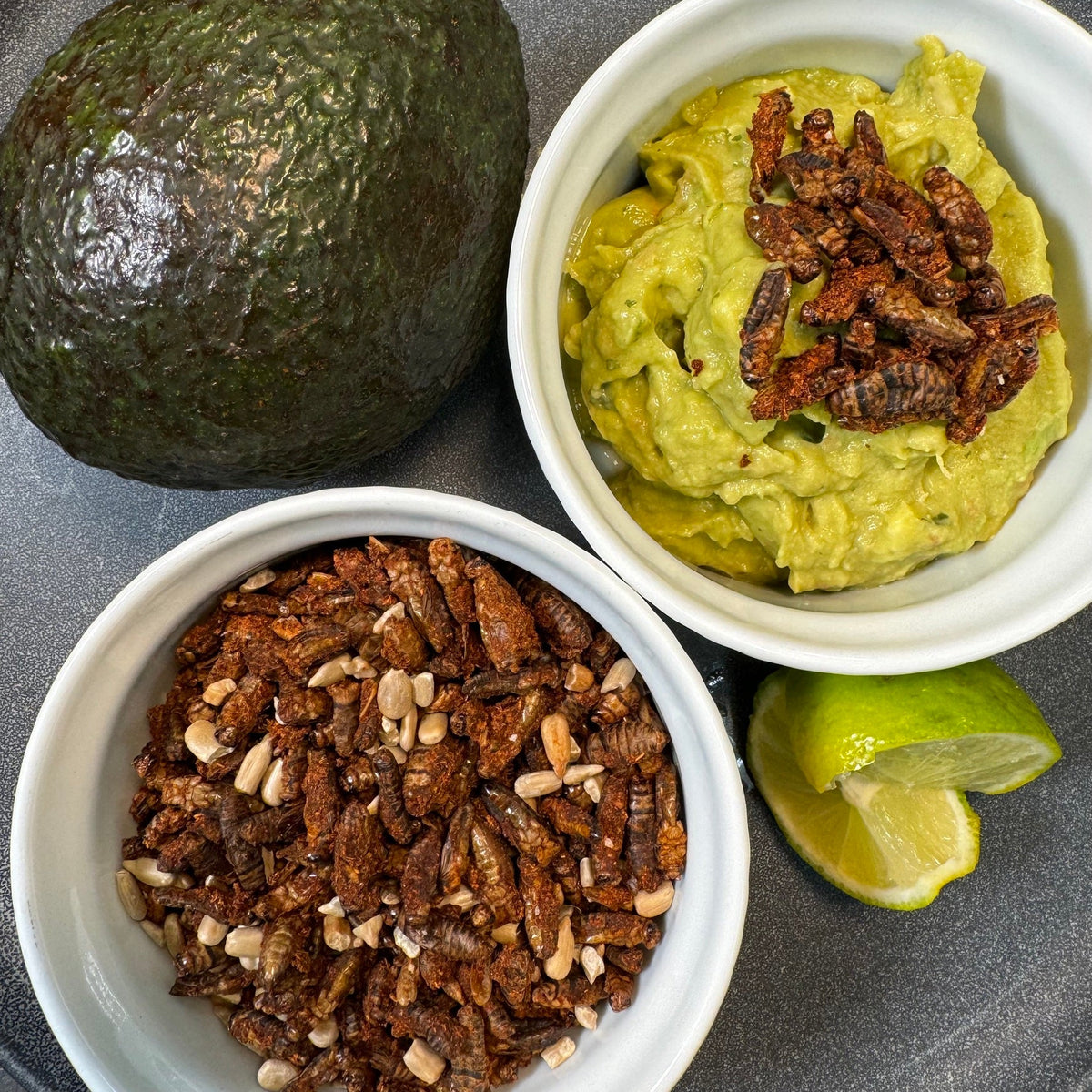 Guacamole with Crispy Chili Lime Crickets – 3 Cricketeers